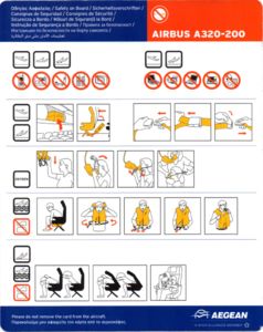 Safety Card: Airbus A320-200 (Aegean Airlines, GreeceCol:AEE-GR-0005