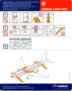 Safety Card: Airbus A320-200 (Aegean Airlines, GreeceCol:AEE-GR-0005