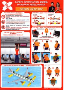 Safety Card: Airbus A340-300 (Air Asia X, MalaysiaCol:XAX-MY-0001