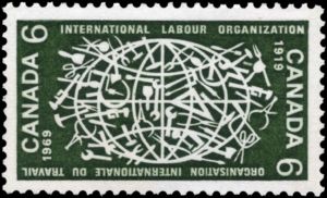 Stamp: 50th Anniversary of International Labour Organisation (CanadaMi ...