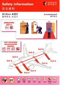 Safety Card: Airbus A321 (Air Macau, MacauCol:AMU-MO-0002
