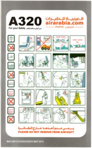 Safety Card: A320 (Air Arabia, United Arab EmiratesCol:ABY-AE-0005