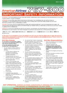 Safety Card: 767-300 (American Airlines, United States of AmericaCol ...