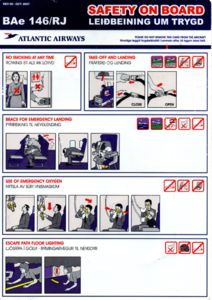 Safety Card: BAe 146/RJ (Atlantic Airways, Faroe IslandsCol:FLI-FO-0001