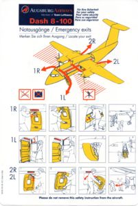 Safety Card: Dash 8-100 (Augsburg Airways, Germany, Federal RepublicCol ...