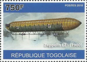 Stamp: Zeppelin LZ1 (1900) (Togo) (Airships (2010)) Mi:TG 3720