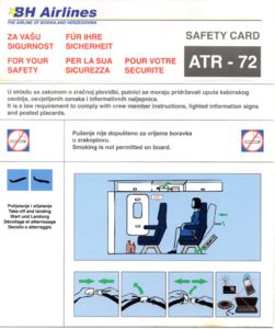 Safety Card: ATR - 72 (B&H Airlines, Bosnia and HerzegovinaCol:BON-BA-0001