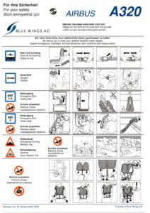 Safety Card: Airbus A320 (Blue Wings, Germany, Federal RepublicCol:BWG ...