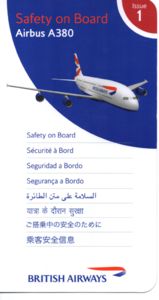 Safety Card: Airbus A380 (British Airways, United Kingdom of Great ...