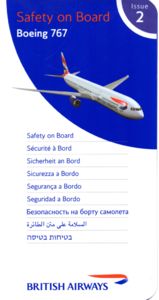 Safety Card: Boeing 767 (British Airways, United Kingdom of Great ...