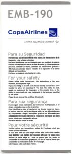 Safety Card: EMB-190 (Copa Airlines, PanamaCol:CMP-PA-0007