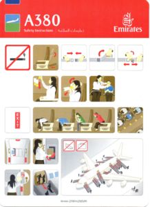 Safety Card: A380 (Emirates, United Arab EmiratesCol:UAE-AE-0008