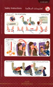 Safety Card: A340-600 (Etihad Airways, United Arab EmiratesCol:ETD-AE-0008