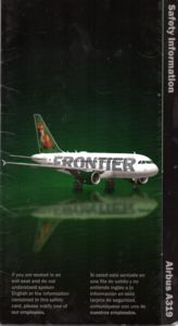 Safety Card: Airbus A319 (Frontier Airlines, United States of ...