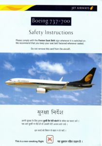 Safety Card: Boeing 737-700 (Jet Airways, India, RepublicCol:JAI-IN-0003