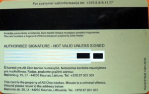 Bank Card: Visa Elektron (Ukio Bankas, LithuaniaCol:LT-VE-0018