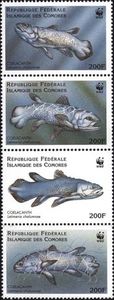 Stamp: West Indian Ocean coelacanth (Latimeria chalumnae) (Comoros(WWF ...