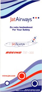 Safety Card: Boeing 737-300 (JAT Airways, SerbiaCol:JAT-RS-0003