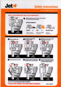 Safety Card: Airbus A320 Overwing Exit (Jetstar Airways, AustraliaCol ...