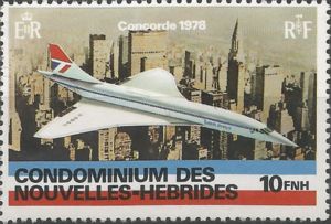 Stamp: Concorde over New York (New Hebrides(First Scheduled Flight of ...