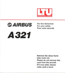 Safety Card: Airbus A321 (LTU, Germany, Federal RepublicCol:LTU-DE-0003