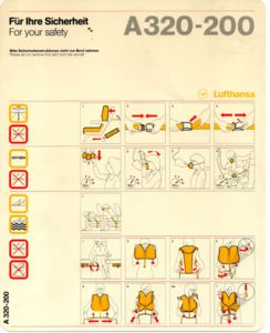 Safety Card: A320-200 (Lufthansa, Germany, Federal RepublicCol:DLH-DE-0022