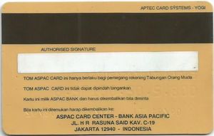 Bank Card: Aspac Bank (Aspac Bank, IndonesiaCol:ID-GM-0055