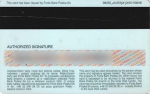 Bank Card: Visa Elektron (Fortis Bank, PolandCol:PL-VE-0175.01