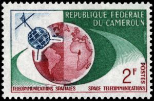 Stamp: Telstar and Globe (Cameroon(First TV Remote America to Europe by ...