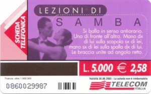 Scheda Telefonica: Lezioni di - Samba (Telecom Italia, Italia(01 - Figurate (Lira)) C&C:F3451 ...