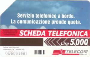 Scheda Telefonica: Servizio telefonico a bordo (Telecom Italia, Italia ...