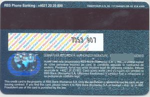 Bank Card: Rbs (Royal Bank of Scotland (RBS), RomaniaCol:RO-MC-0245.03