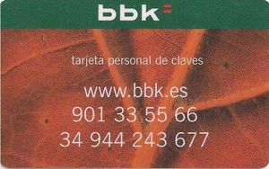 Bank Card: Bbk Tarjeta personal de claves (BBK - Caja Bilbao Bizkaia ...