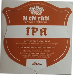 Drink Label: Ipa (Pivovar U tří růží Praha, Czech RepublicCol:CZ-BEER ...