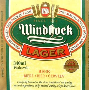 Drink Label: Windhoek Lager (Namibian Breweries, NamibiaCol:NA-BEER-000014