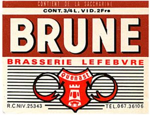 Drink Label: Biere de Table - Brune Quenast (Brouwerij Lefebvre ...