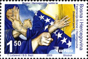Stamp: Sign language (Bosnia and HerzegovinaMi:BA 557,Yt:BA 635,Sg:BA ...