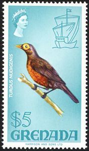 Stamp: Spectacled Trush (Turdus nudigenis) (Grenada(Flora and Fauna ...