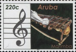 Stamp: Marimba (Aruba) (Musical Instruments) Mi:AW 968,Sn:AW 525,Yt:AW ...