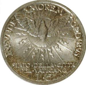 Coin: 5 Lire (Sede Vacante) (Vatican City(1939 - Sede Vacante) WCC:km20
