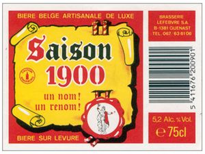 Drink Label: Saison 1900 (Brouwerij Lefebvre, BelgiumCol:BE-BEER-016962