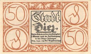Banknote: 50 Pfennig (German Notgeld(Diez) Gra:D15.7b,Tie:1375.05.36