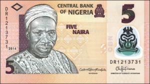 Banknote: 5 Naira (Nigeria(2009-2022 Polymer Issue) Wor:P-38g
