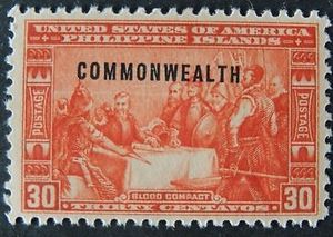 Stamp: Blood compact in 1565 (Philippines(1938-40 overprints) Mi:PH 419 ...