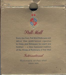 Cigarette Pack: Pall Mall Rothmans International (United States of ...