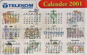 Phonecard: Calendar 2001 (Kadfon, Malaysia(Chip Cards) Col:MLS-C-ES