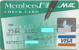 Bank Card: Members1st MAC (Franklin Mint Federal Credit Union, United ...