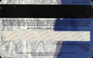 Bank Card: Zaba-Visa (Zagrebacka Banka, Croatia) Col:HR-VE-0013