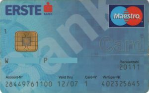 Bank Card: ERSTE Maestro (ERSTE Bank, AustriaCol:AT-MS-0032