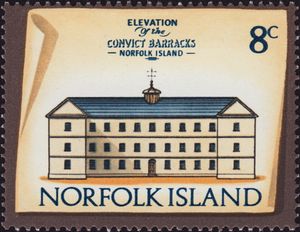 Stamp: Convict Barracks (Norfolk Island(Historic Buildings) Mi:NF 142 ...